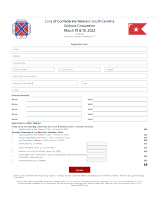 Apply Online - Sons of Confederate Veterans Secession Camp #4
